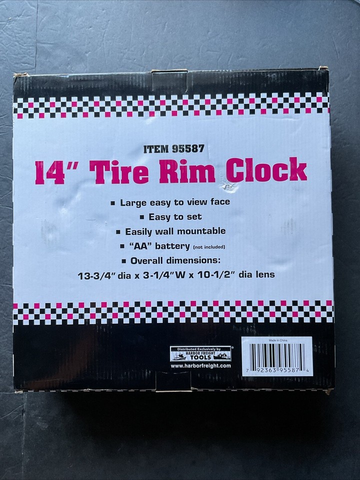 14" TIRE RIM WALL CLOCK MAN CAVE GARAGE SHOP REAL RUBBER TIRE GEAR ...