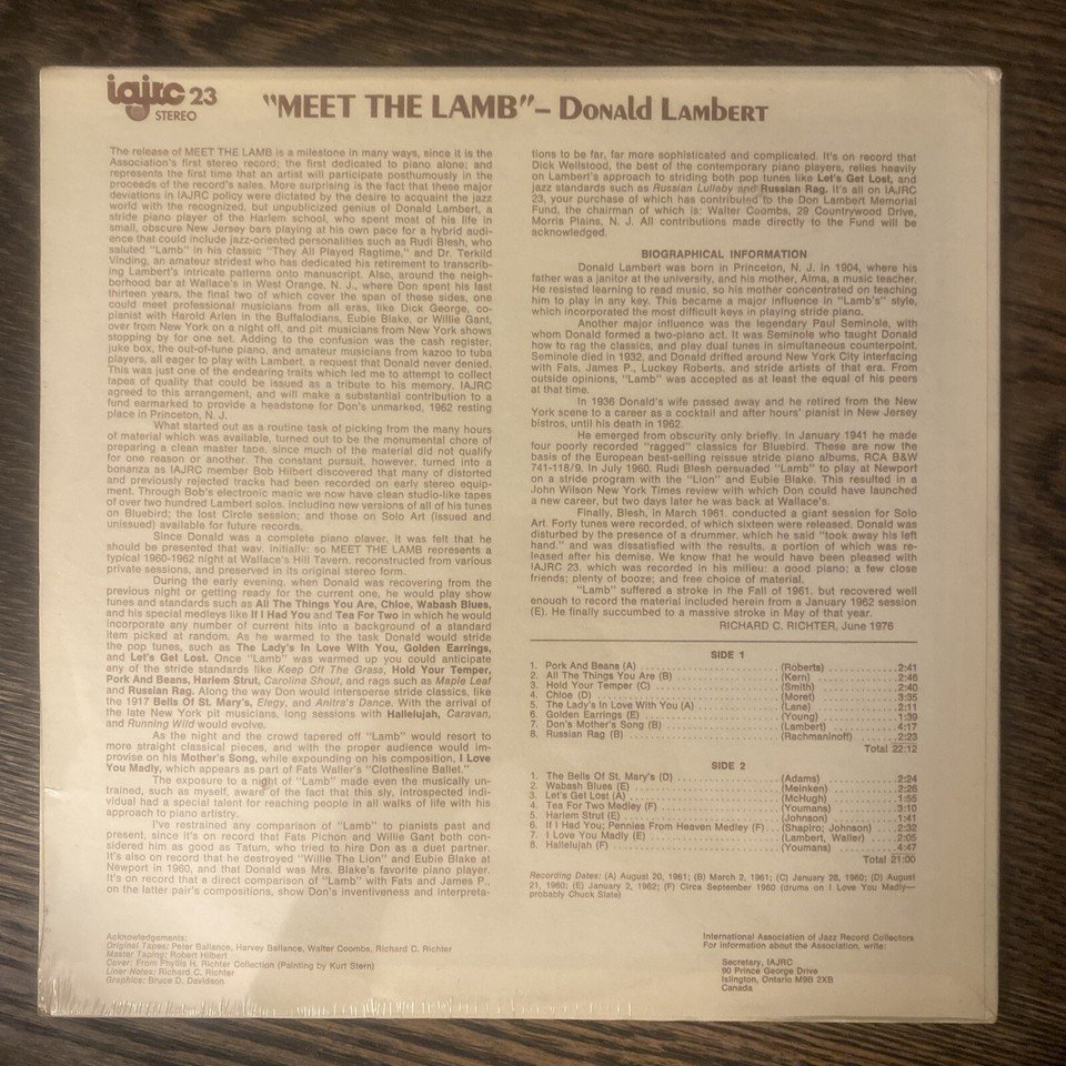 Donald Lambert Meet The Lamb Vinyl LP Orig Record SEALED M | eBay