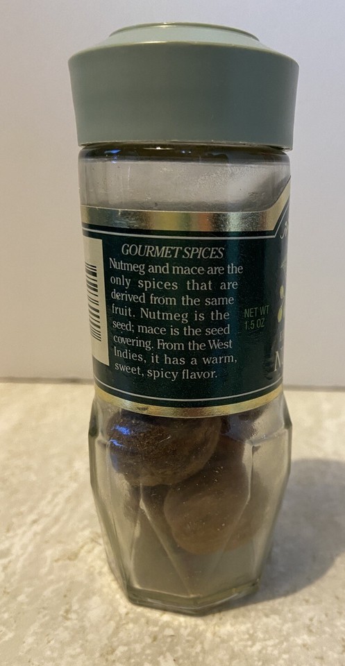 Vintage McCormick Schilling FANCY WHOLE NUTMEG Spice Jar Green Lid | eBay