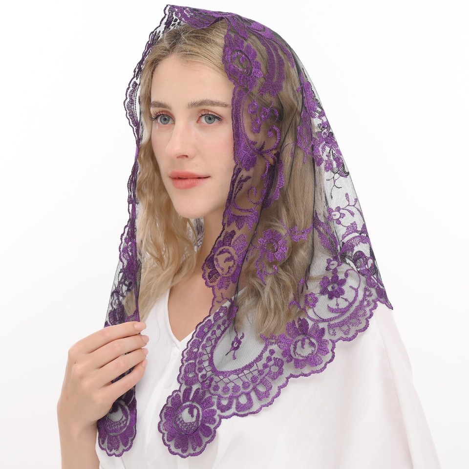 Triangular Church Veil for Women Spanish Style Mantilla Veils Catholic ...