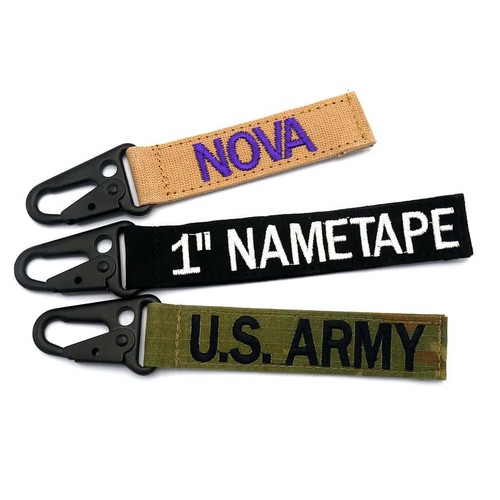 Name Tape Keychain Name Tag Custom Embroidered Key Tags | eBay