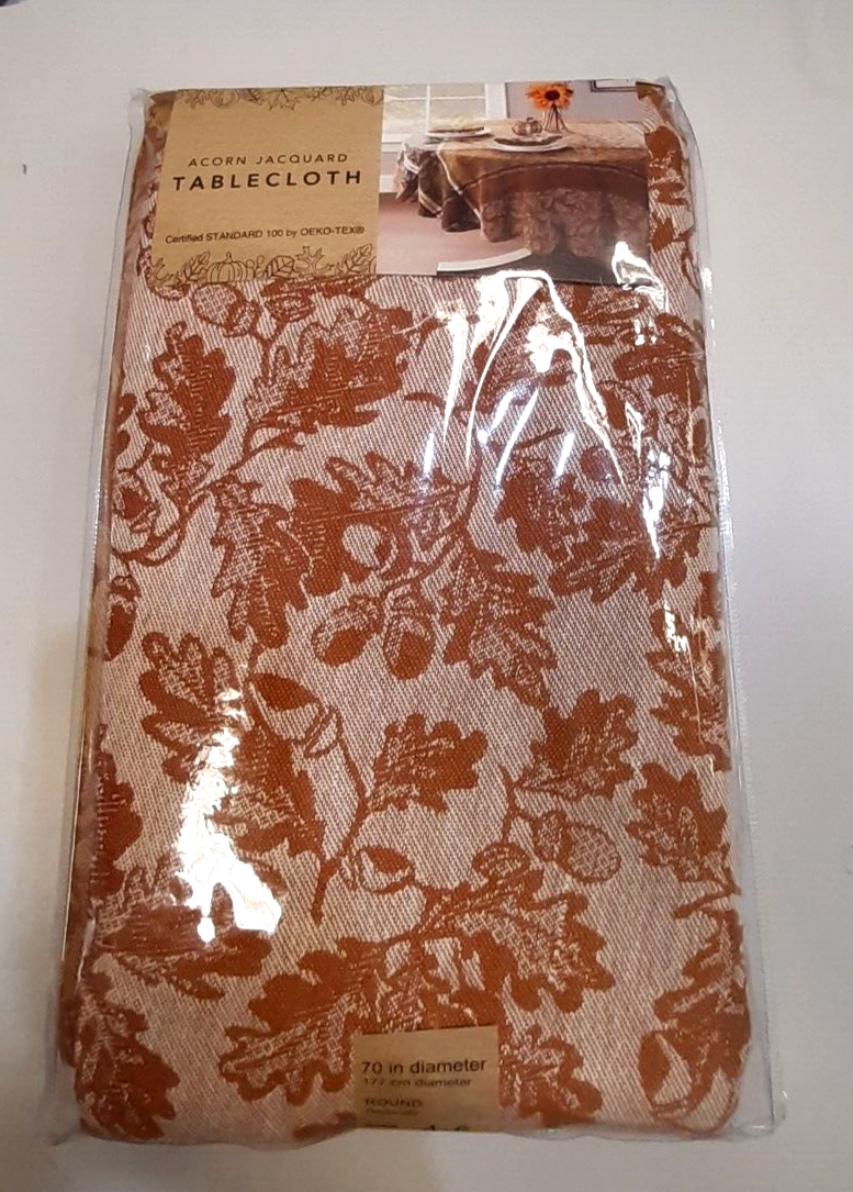 ACORN JACQUARD ROUND TABLECLOTH 70" diameter in FALL MULTI - IN PKG for ...
