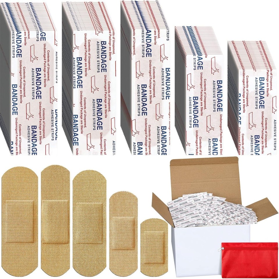 2000 Pcs Fabric Adhesive Bandages Variety Pack Bulk Assorted Sizes ...
