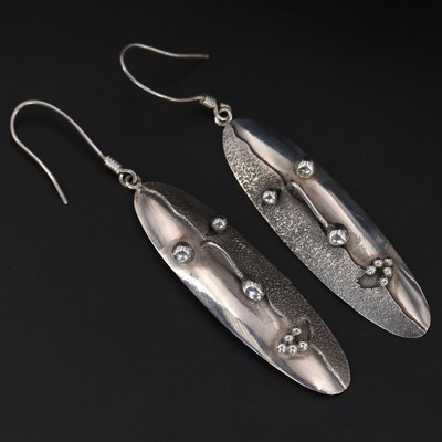 VTG Sterling Silver MODERNIST Elongated Textured Face Mask Dangle ...