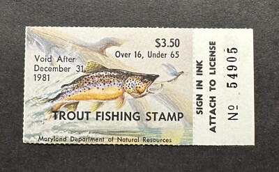 WTDstamps - 1981 MARYLAND - State Trout Fishing Stamp - MNH **Over 16 ...