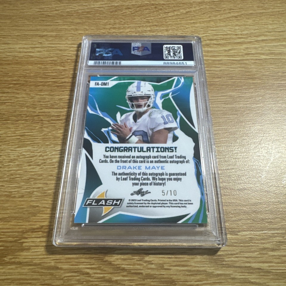 Drake Maye 2023 Leaf Eclectic Flash Silver Sparkles Wave Auto /10 ...