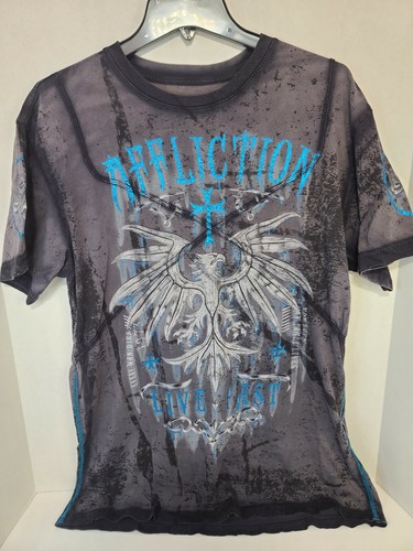 Affliction Live Fast T-Shirt Size L Black Dyed Eagle Graphic Logo ...