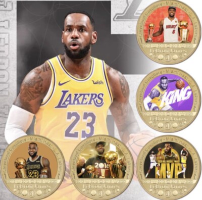 5 pcs LeBron James Los Angeles Lakers Gold Coin Inc Display Box | eBay ...