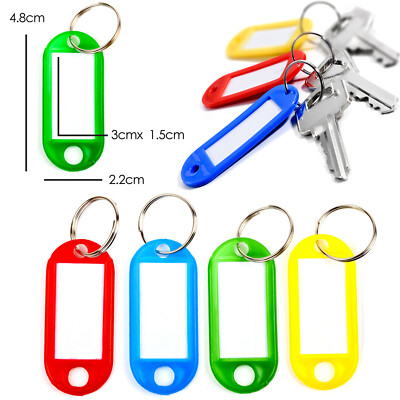 25 x KEY TAGS Assorted Coloured Plastic Rings ID Tags Card FOB Label ...