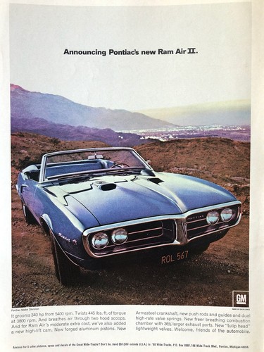 1968 Vintage Pontiac Firebird original color ad PN051 | eBay