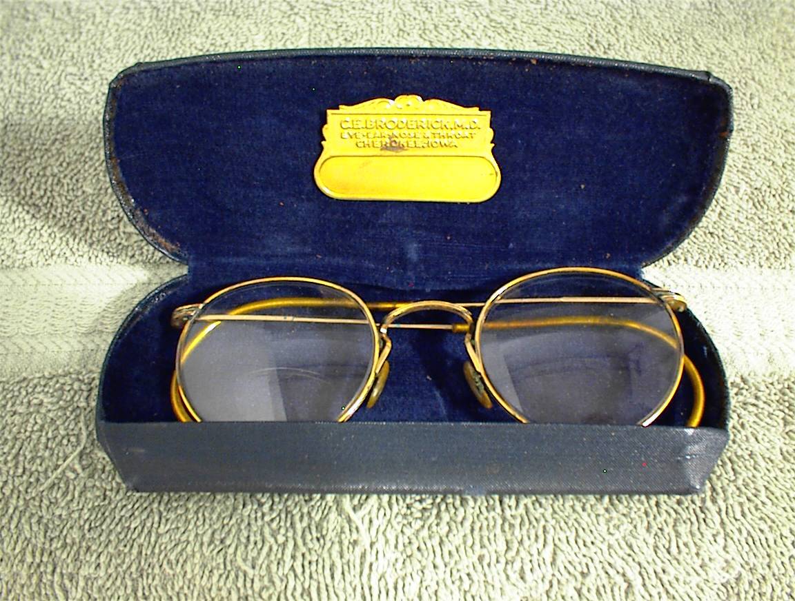 VINTAGE EYEGLASSES C E BRODERICK M D CHEROKEE IOWA EYE EAR NOSE THROAT ...