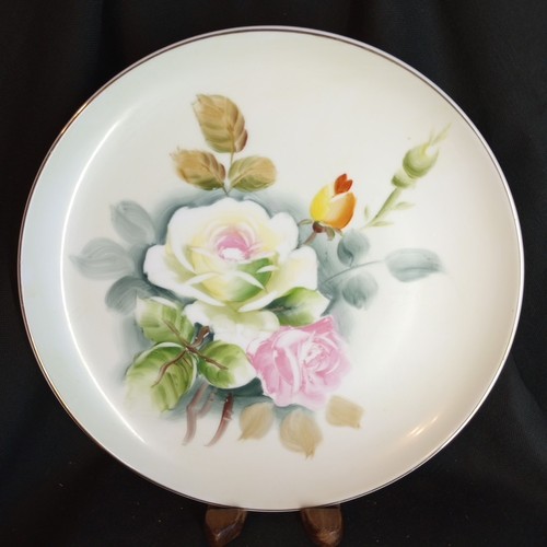Vintage Lefton Rose Plate Hand-painted Ne2565 Japan 10" Wall Hung Plate ...