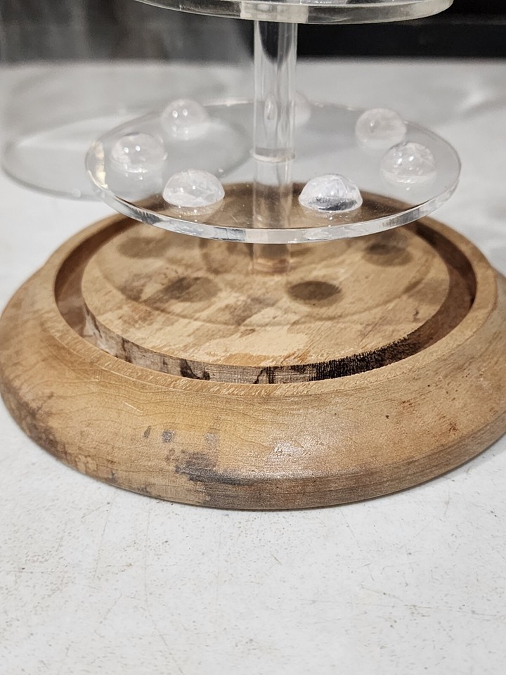Glass Dome Thimble Display Wood Base Holds 17 Thimbles | eBay
