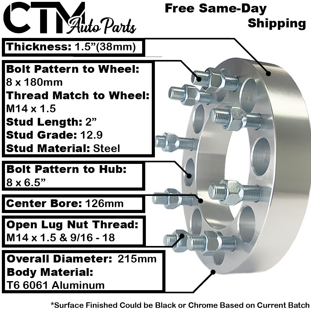 2x 1.5" Thick 8x6.5" to 8x180mm Wheel Adapter Spacer Fit Old Ford/Ram ...