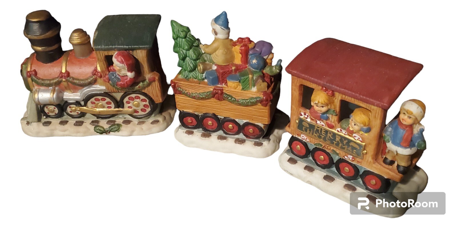 Set of 3 Vintage Santa Claus Christmas Train Figurines | eBay