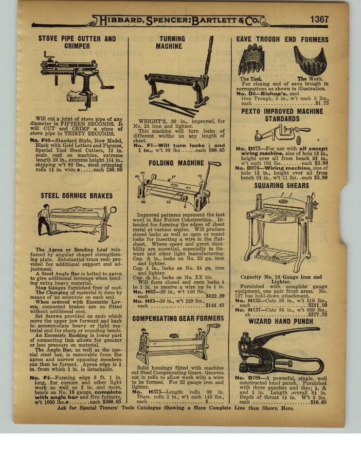 1929 PAPER AD 9 PG Tin Tinners' Worker Tools Pexto Beading Machine ...