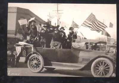REAL PHOTO ROCHESTER MINNESOTA PEACE DAY PARADE CAR PATROTIC POSTCARD ...