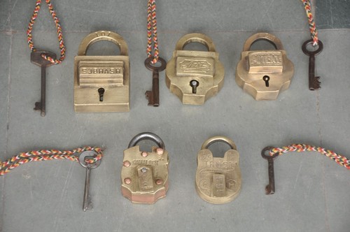 5 Pc Vintage Different Brands Solid Handcrafted Padlocks, Nice Patina ...
