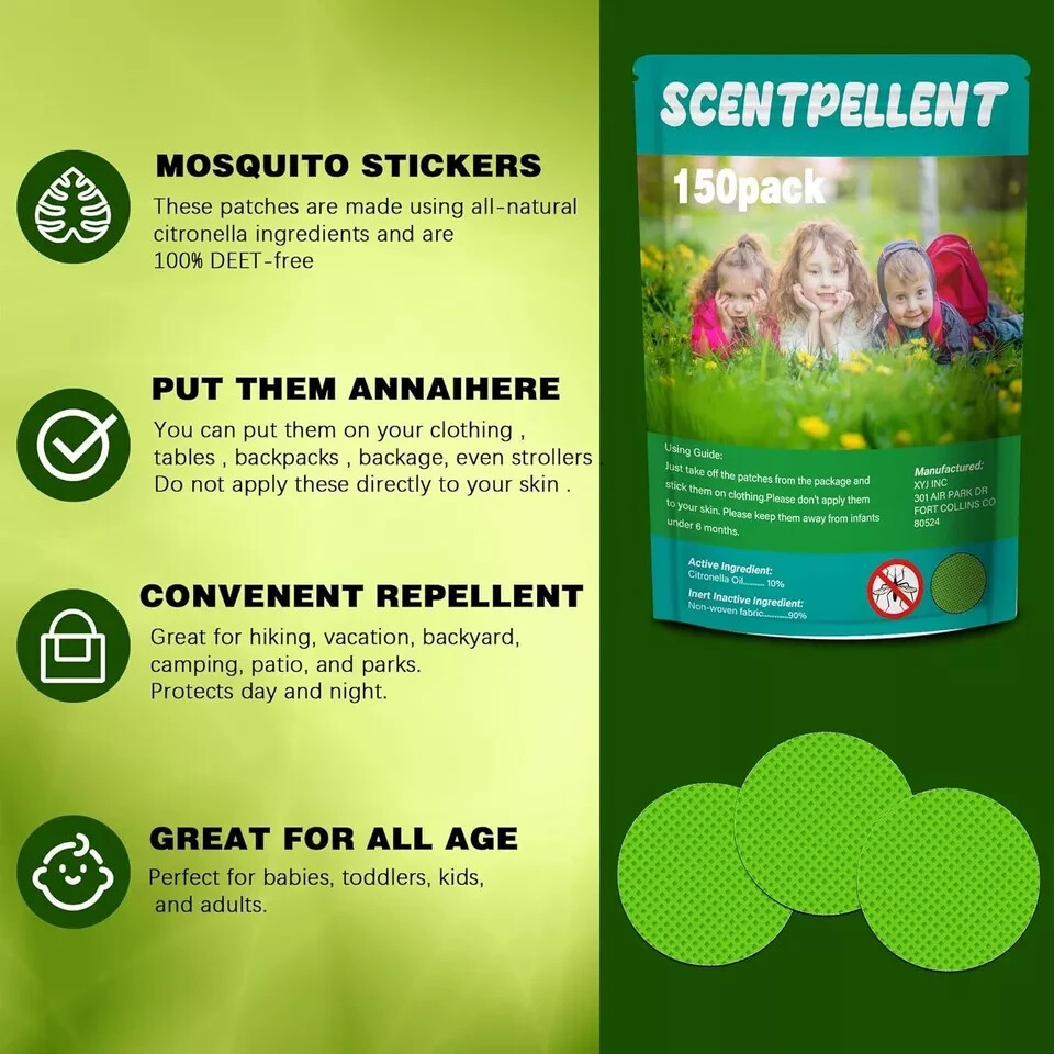 150Pack Mosquito Stickers Citronella Bug Patches for Kids Adult with ...