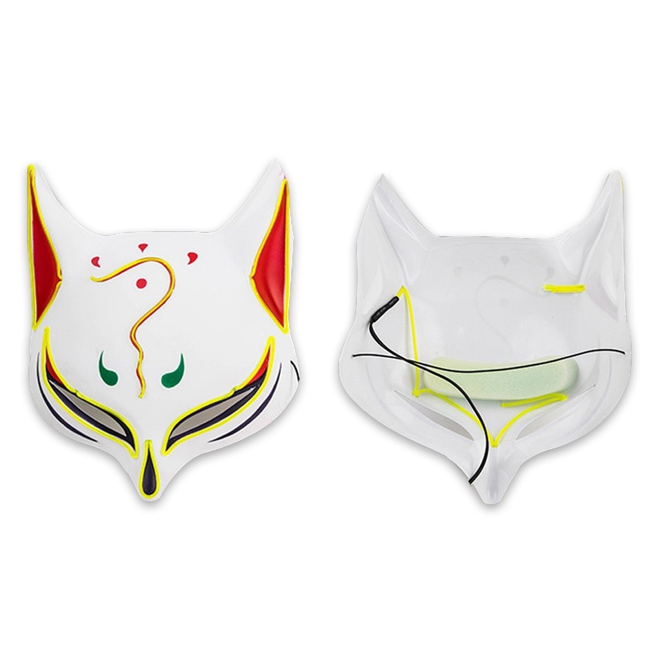 Party Mask Clubbing Light Up Kitsune Fox LED Mask Costume Rave Cosplay ...