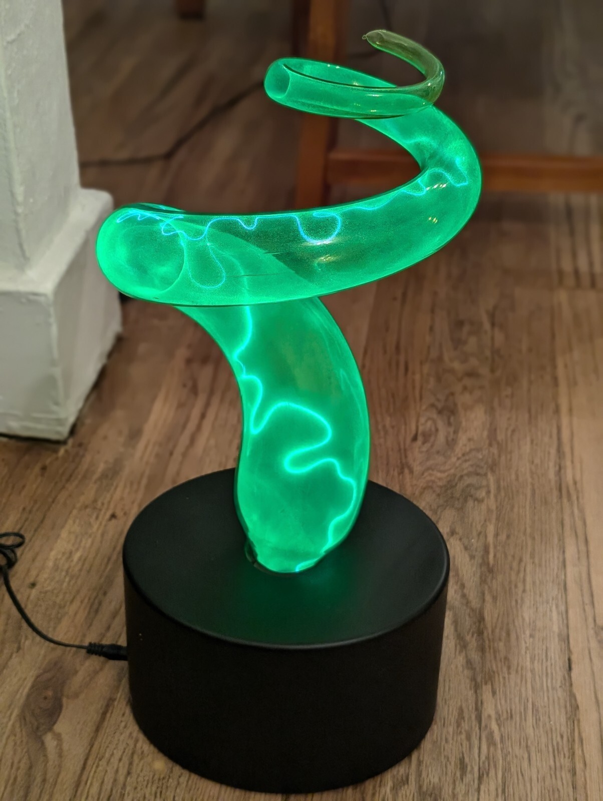 Lumisource Electra Plasma Art Lamp Green Glass Twisted Swirl Light - 16 ...