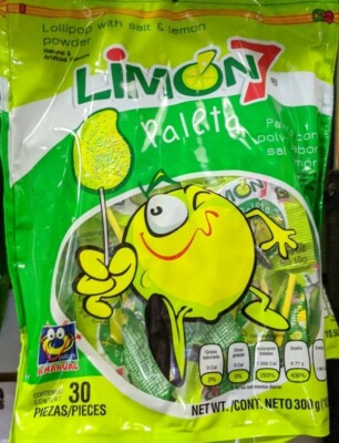WHOLESALE Limon 7 Paleta Lollipop W/ Lemon Salt Powder Candy 30 pcs Ea ...