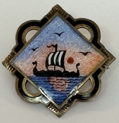 NORNE Vintage Enamel 1” Inch LAPEL PIN 925S with SHIP Sails Birds ...