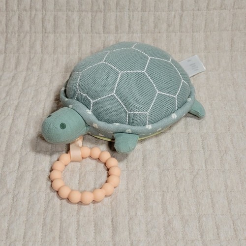 Cloud Island Turtle Mirror Plush Knit Baby Toy Hanging Ring Green ...