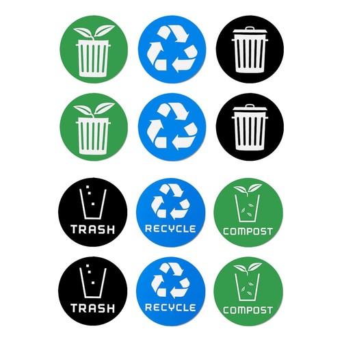 12Pcs Garbage Can Stickers Decals Sorting Stickers Garbage Recycling ...