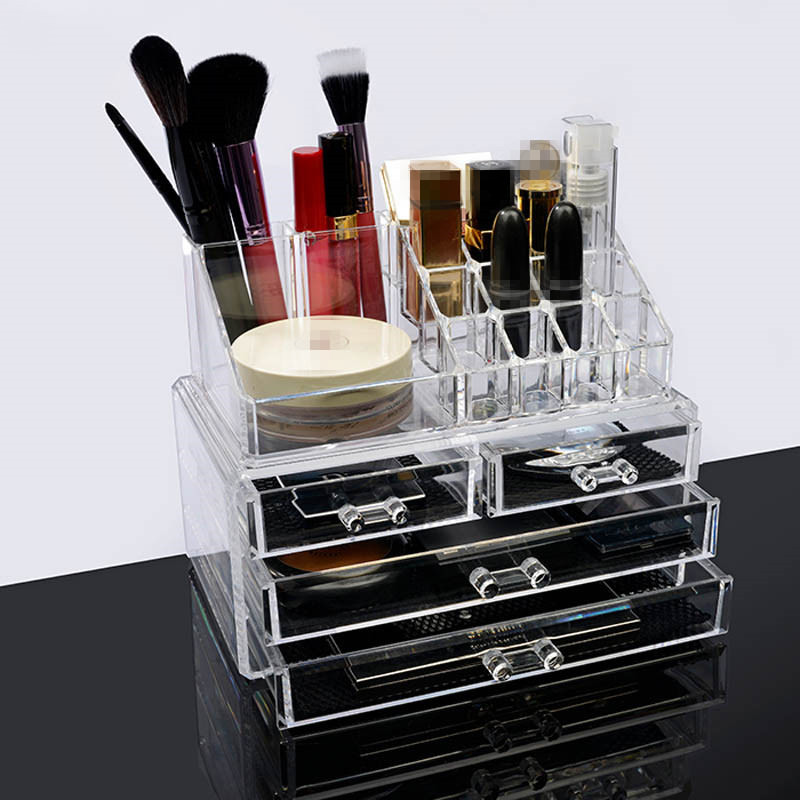 Clear Makeup Case Cosmetic Drawers Jewelry storage Acrylic Cabinet Box ...
