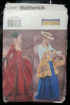 OOP Butterick 3640 18th Century Ladies' Costumes Size 12-14 Uncut ...