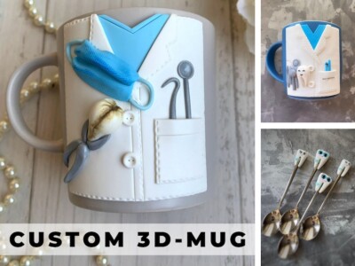 Custom dentist coffee mug, personalized doctor tea cup, polymer clay ...