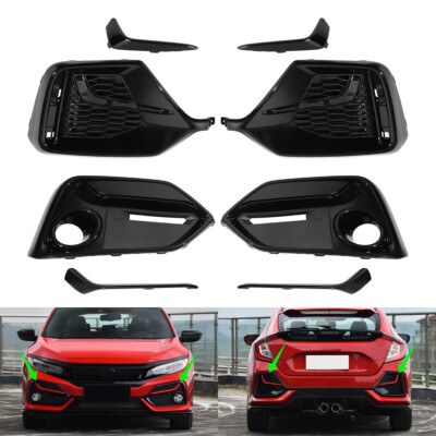 For 2017-2021 Honda Civic Hatchback Front Rear Bumper Fog Light Garnish ...