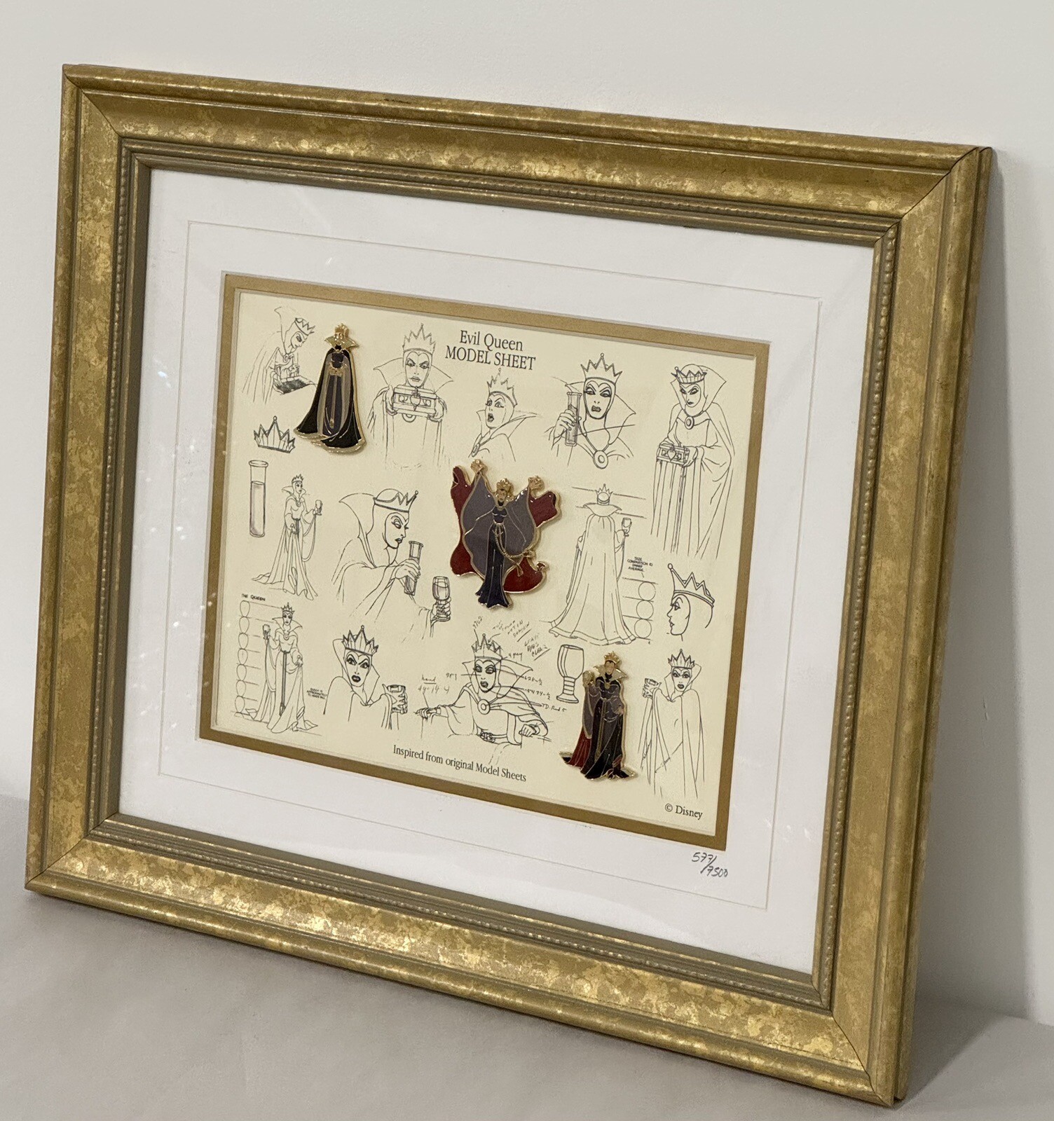 Framed Disney Evil Queen Model Sheets Snow White w/COA 3 Pins 577/7500 ...