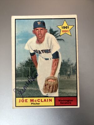 JOE MCLAIN 1961 TOPPS ROOKIE RC AUTOGRAPHED SIGNED AUTO BASEBALL CARD ...