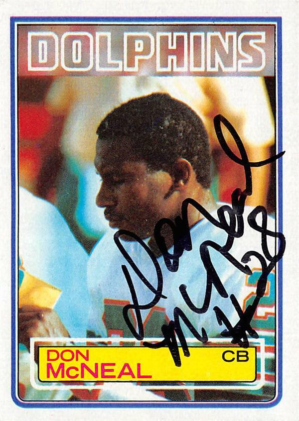 Don McNeal autographed football card (Miami Dolphins, SC) 1983 Topps ...