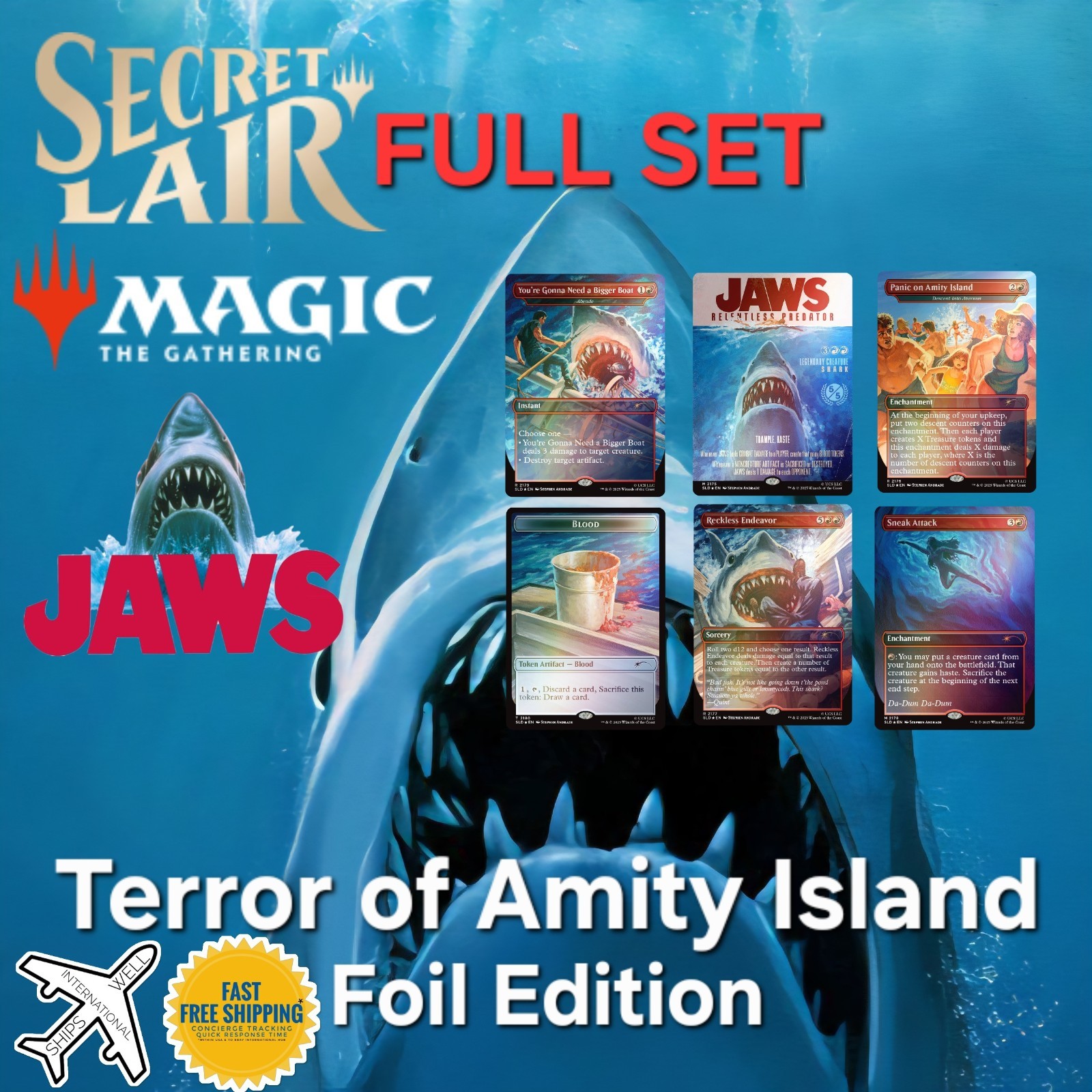 MTG Secret Lair PRESALE - Foil JAWS Terror of Amity Island Set - SEE ...