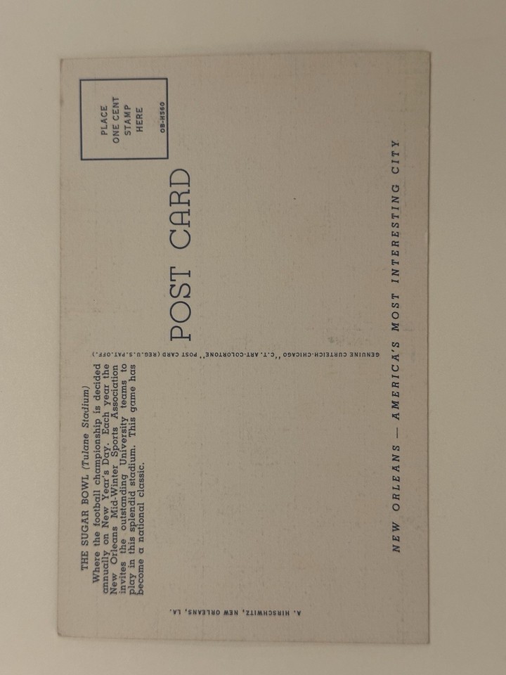 1940s Sugar Bowl Tulane Stadium New Orleans LA Postcard | eBay