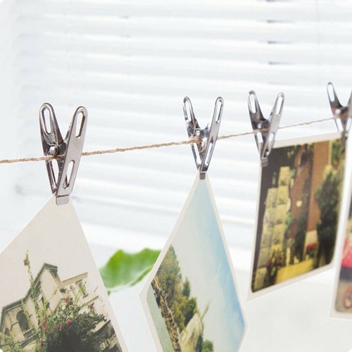 40X Stainless Steel Clothes Pegs Hanging Clips Laundry Windproof Metal ...