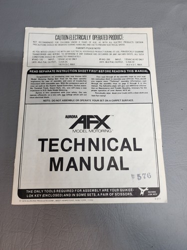Aurora AFX Technical Manual 576 Document | eBay