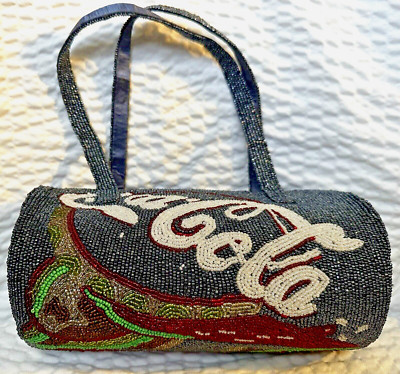 VINTAGE COCA COLA BEAUTIFUL EMBROIDERED BEADED SHOULDER BAG PURSE IN ...