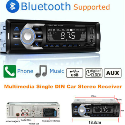 LCD Multimedia Single DIN Car Stereo Receiver Bluetooth Radio with USB ...