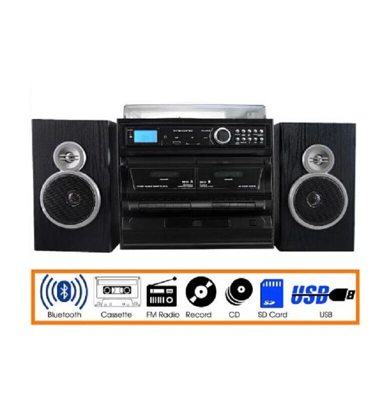 【逸品】 Trexonic 3-Speed Turntable with CD Player, Dual Cassette Bt, FM ...