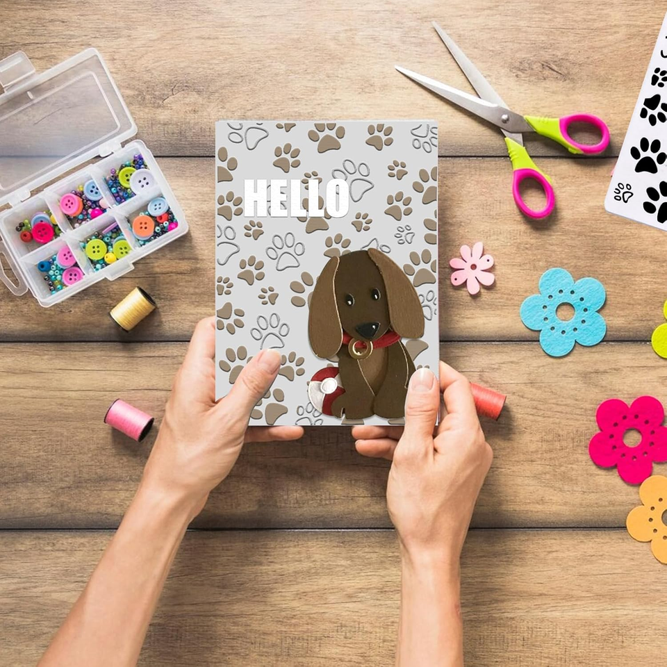 Pawprint Background Embossing Folder, Plastic Textured Impressions Cute ...