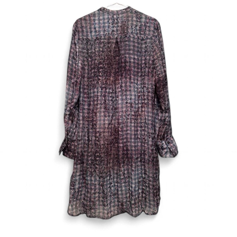 Peruvian Connection Purple Blue Checked Long Sleeve Shirt Dress Size 10 ...