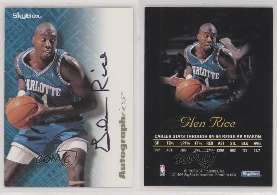 1996-97 Skybox Premium Autographics Black Ink Glen Rice Auto 0e5c | eBay
