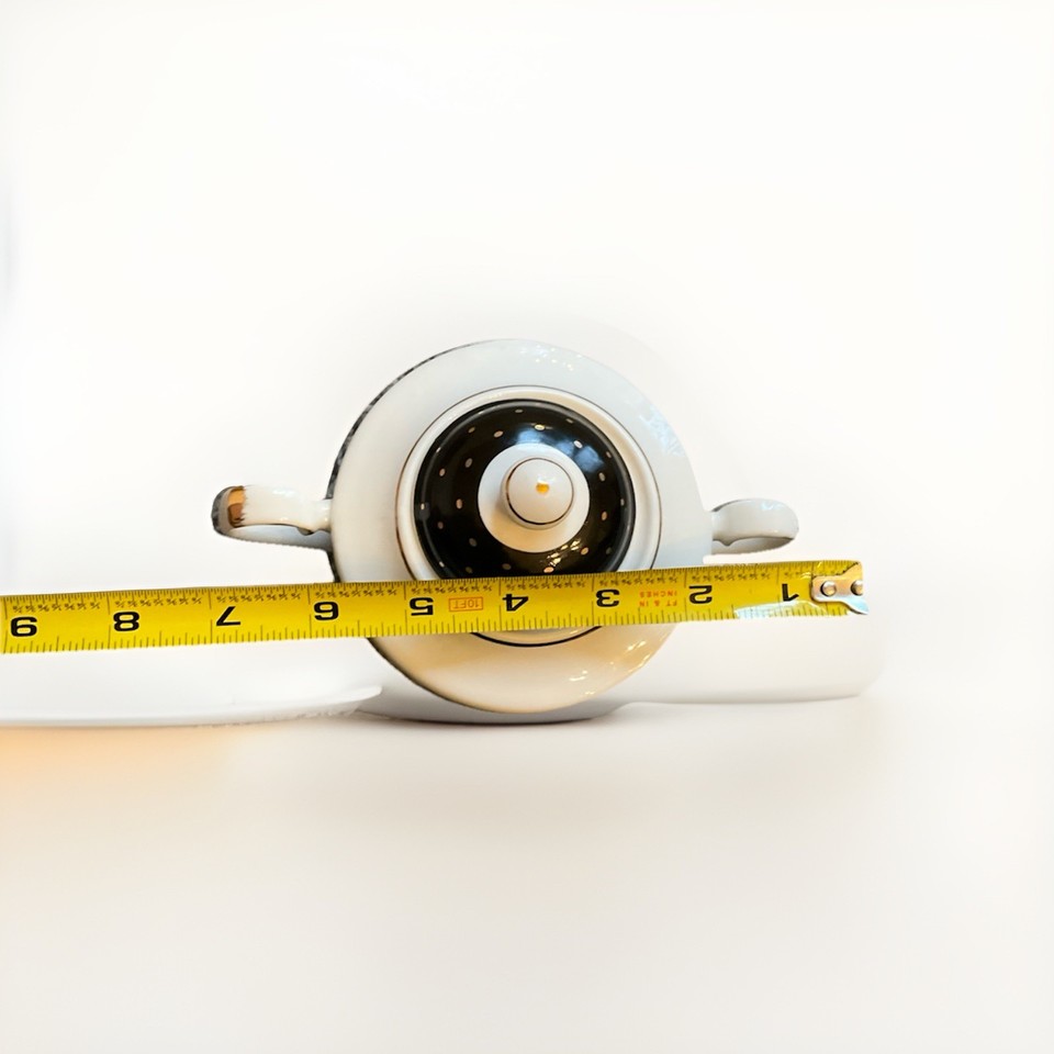 Gracie’s Teaware Black White Gold Polka Dot Sugar Bowl w/ Lid Made in ...