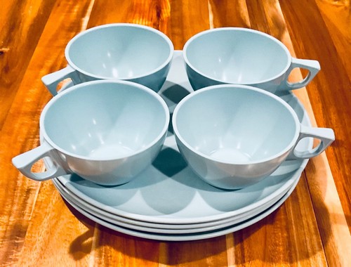 Assiettes et tasses en mélamine vintage rétro bleu aqua marcrest Melmac ...