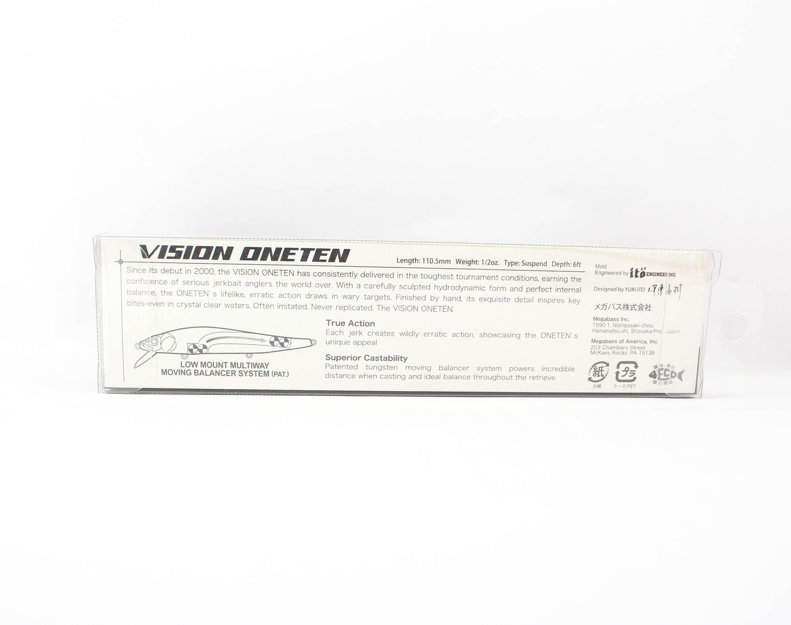 Megabass Vision 110 Oneten Regular Slow Floating Lure GP Pro Blue II ...