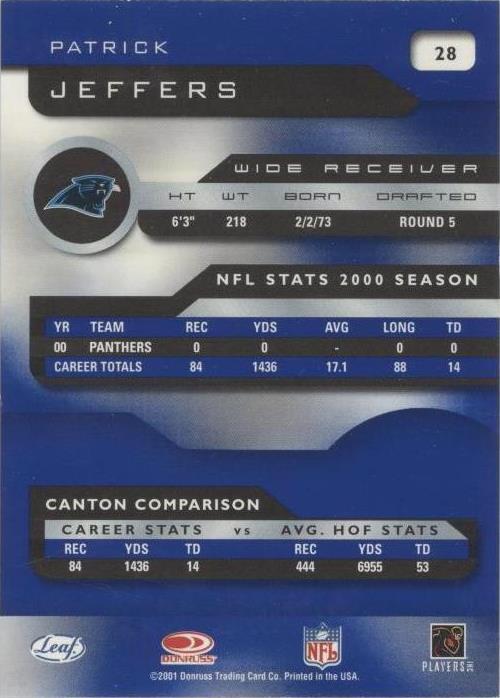 2001 Quantum Leaf Patrick Jeffers #28 for sale | eBay